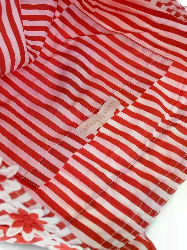 FLORA SARDALOS Striped Tote Bag With Floral Appliqu