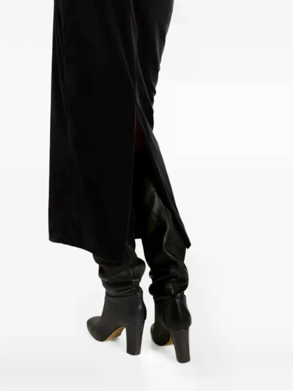 Alberta Ferretti Ruched Velvet Midi Skirt