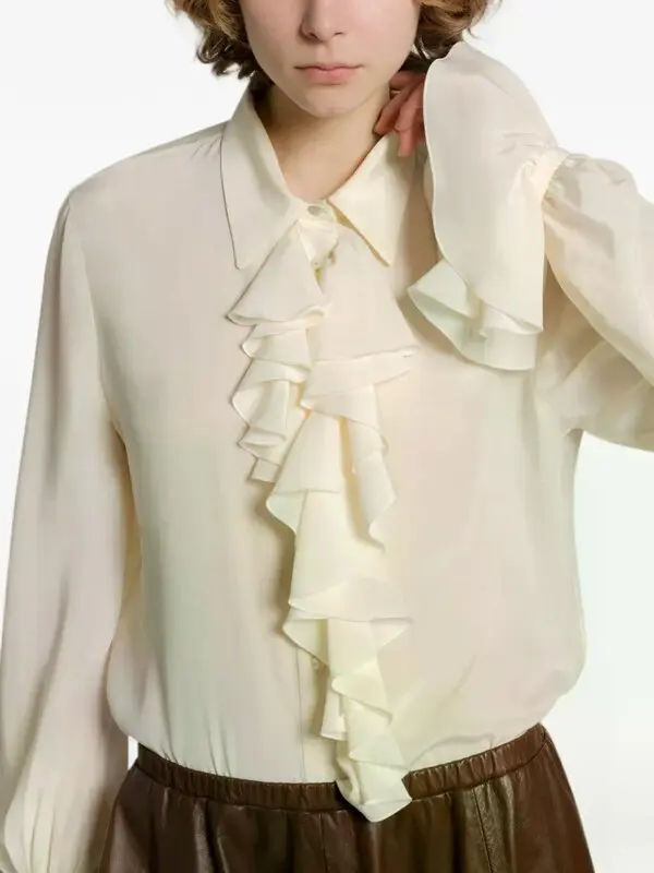 Alberta Ferretti Ruffled Silk-blend Blouse