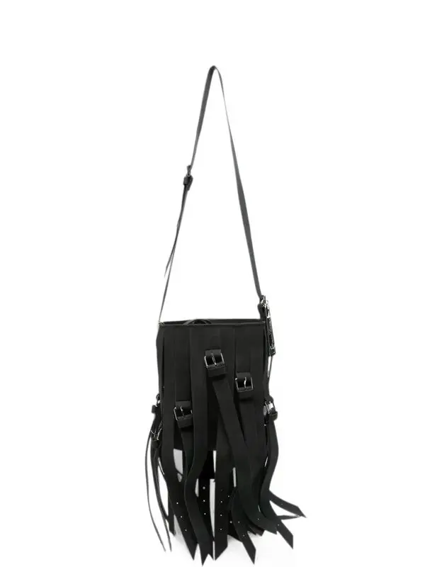 LA MILANESA Buckle-detail Fringed Bucket Bag - Black