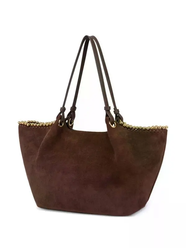 Moschino Stud-embellished Faux-suede Shoulder Bag - Brown