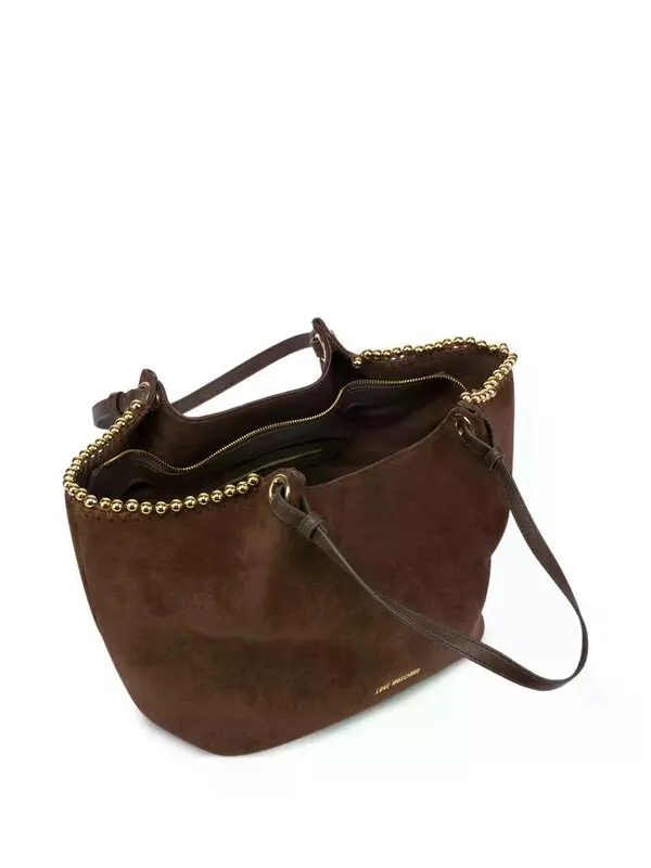 Moschino Stud-embellished Faux-suede Shoulder Bag