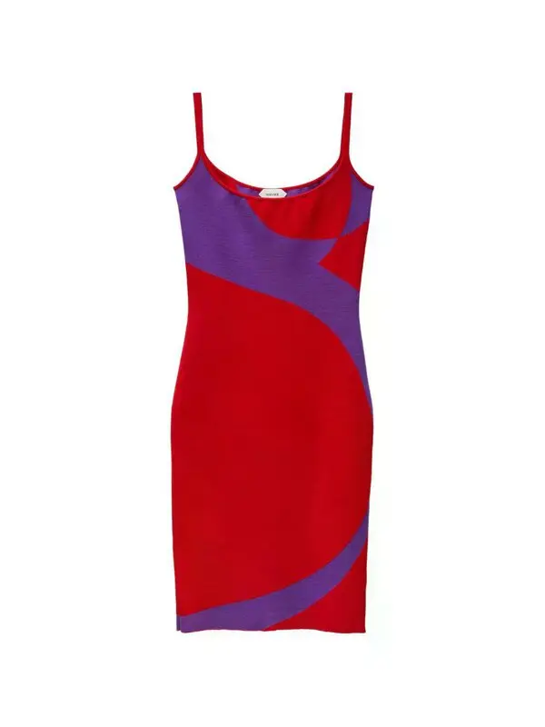 Versace Stretch Wool Knit Mini Dress - Red