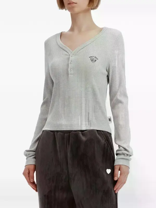 CHOCOOLATE Ribbed-knit Heart-motif T-shirt