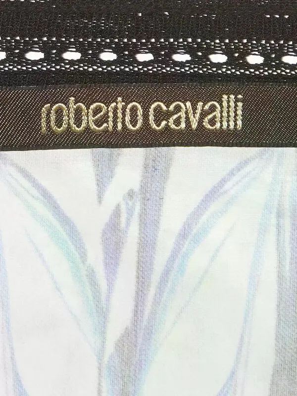 Roberto Cavalli Silk Feather-print Kaftan Blouse