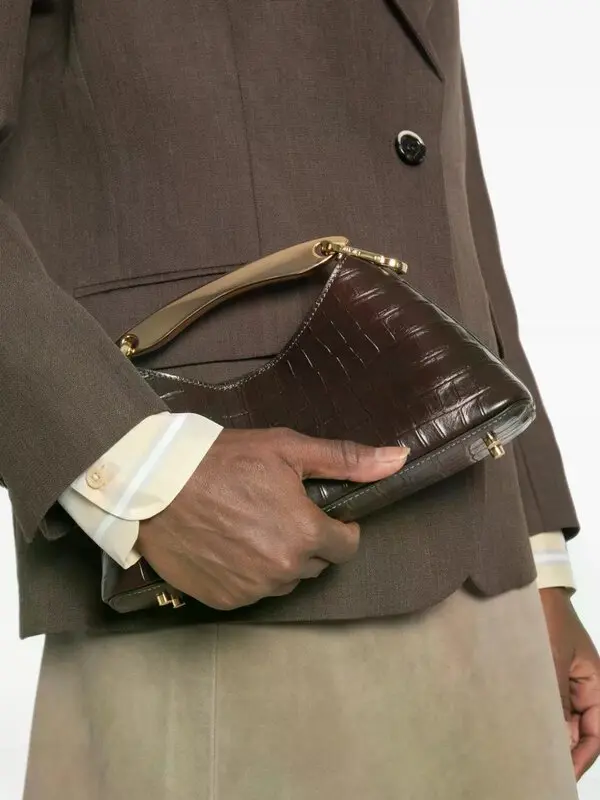ELLEME Mini Boomerang Croc-effect Leather Tote Bag