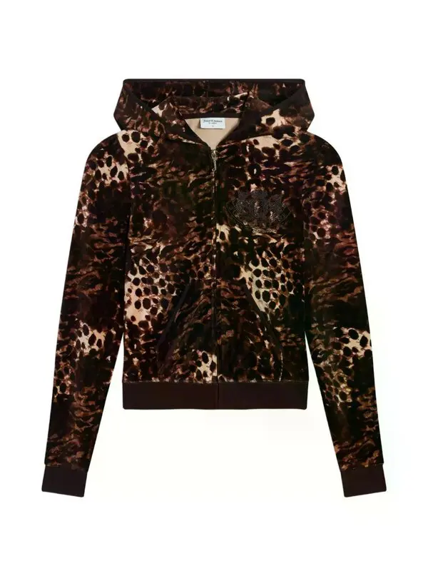 Juicy Couture Leopard Print Puff-sleeve Zip-up Hoodie