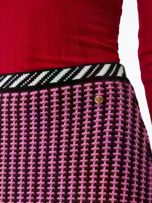 Versace Wool Crochet-stitch Knit Mini Skirt