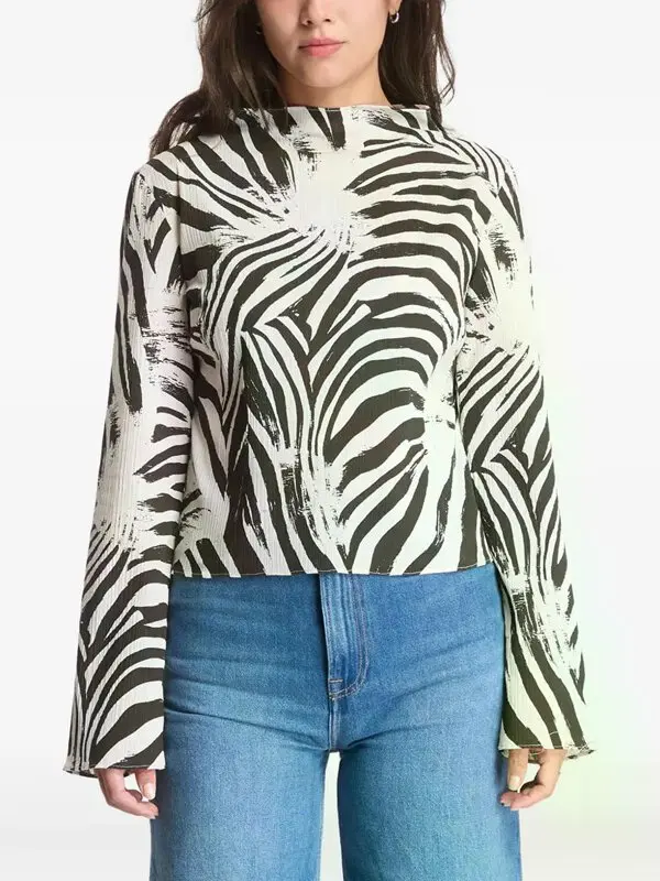 SAMSOE SAMSOE Samiller Zebra-print Long-sleeve Top - White