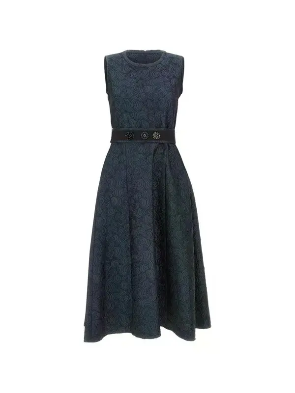 Max Mara Jacquard-pattern Midi Dress - Blue