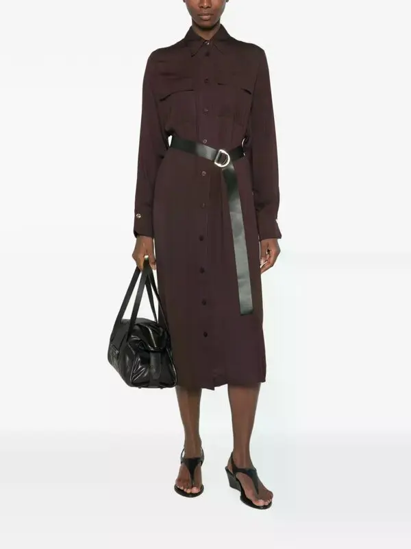 Imperial Belted Button-front Midi Shirt Dress