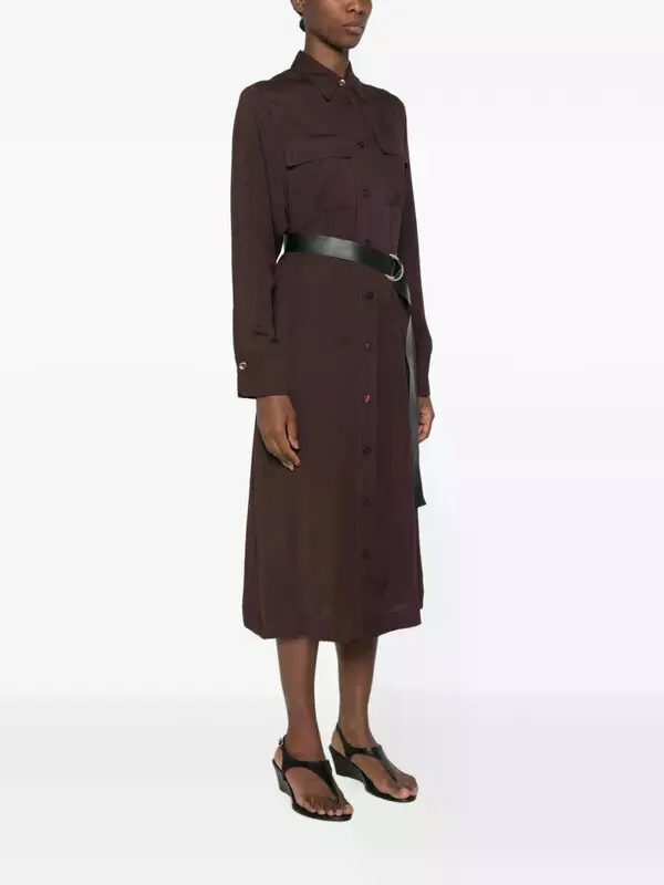 Imperial Belted Button-front Midi Shirt Dress