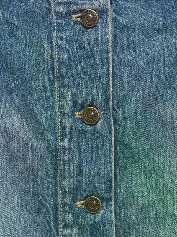 Valentino Garavani Embroidered Button-front Denim Mini Skirt - Blue