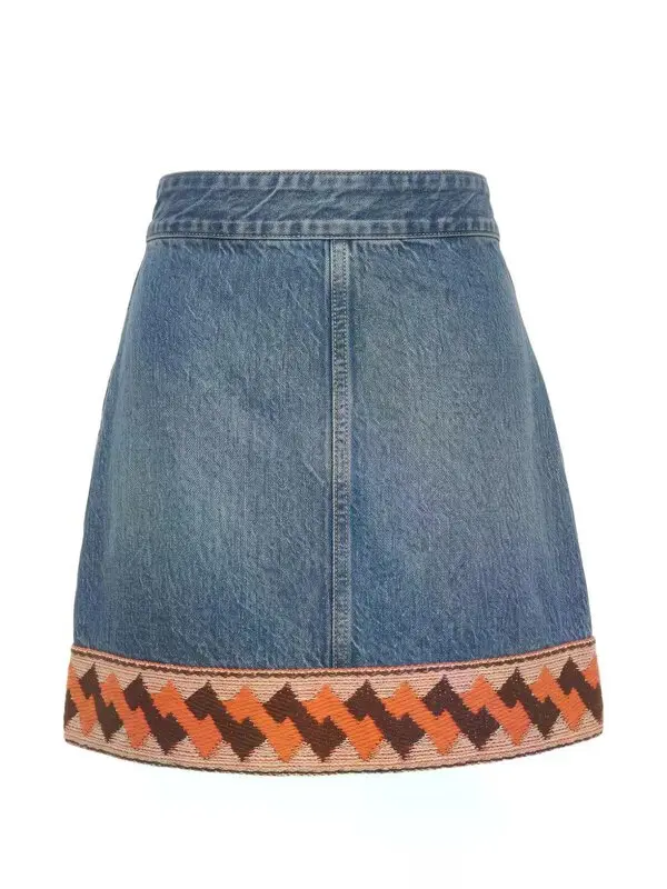 Valentino Garavani Embroidered Button-front Denim Mini Skirt