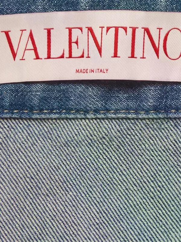 Valentino Garavani Embroidered Button-front Denim Mini Skirt