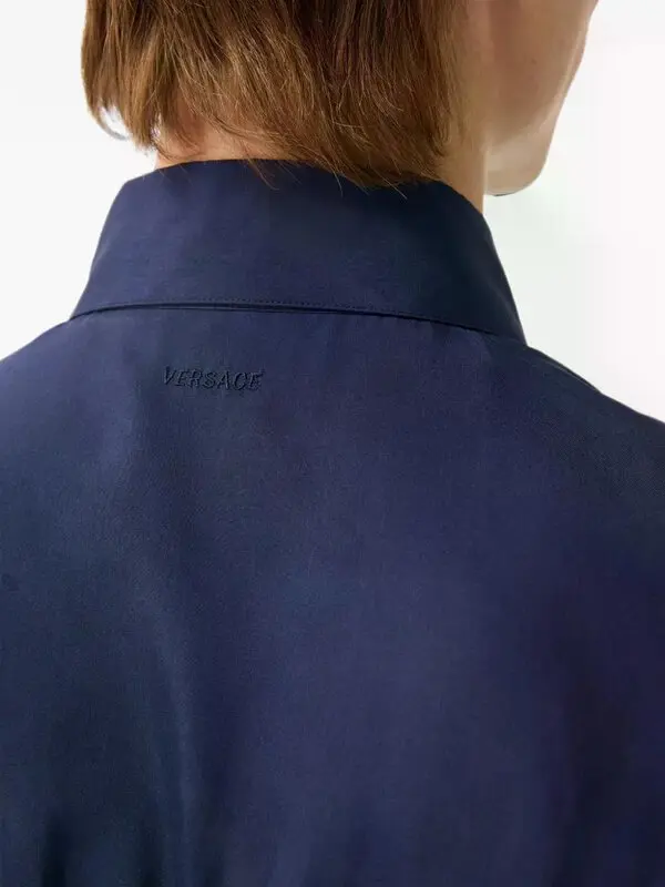 Versace Embroidered-detail Silk-poplin Shirt