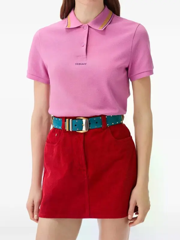 Versace Embroidered-logo Cotton Piqué Polo