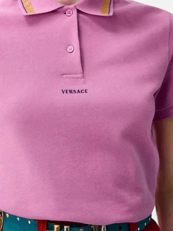 Versace Embroidered-logo Cotton Piqué Polo