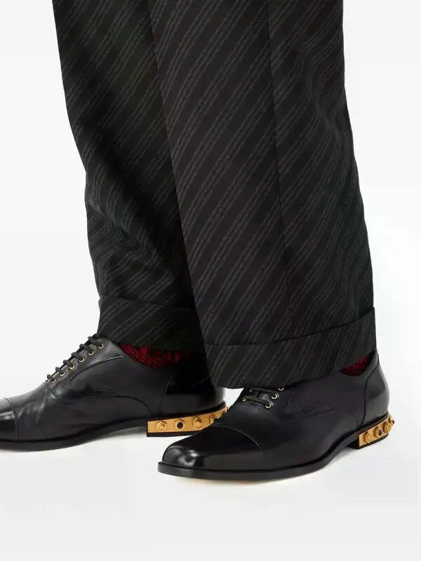 Versace Julio Embellished Leather Lace-up Shoes