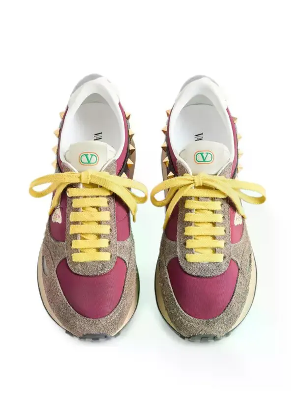 Valentino Garavani Studded Butterfly Embroidered Trainers - Red