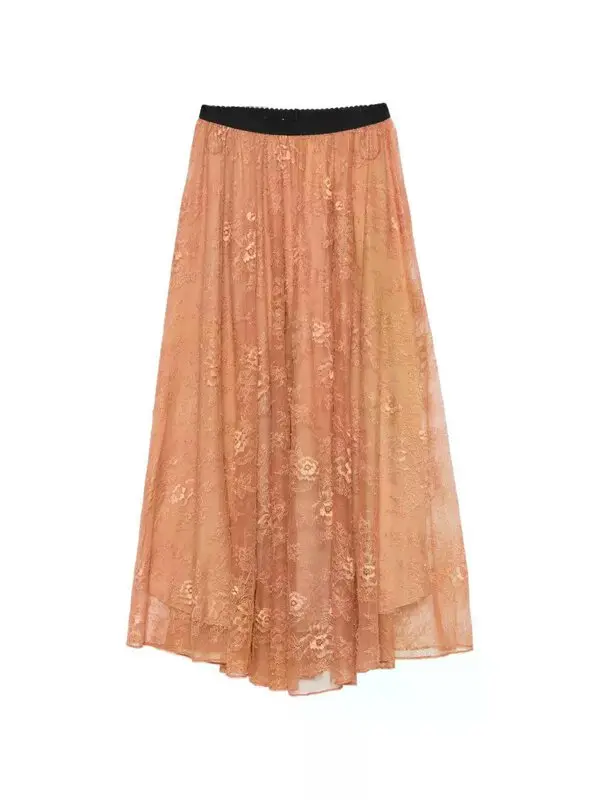 FORTE_FORTE Chantilly Lace-detail Midi Skirt - Neutrals