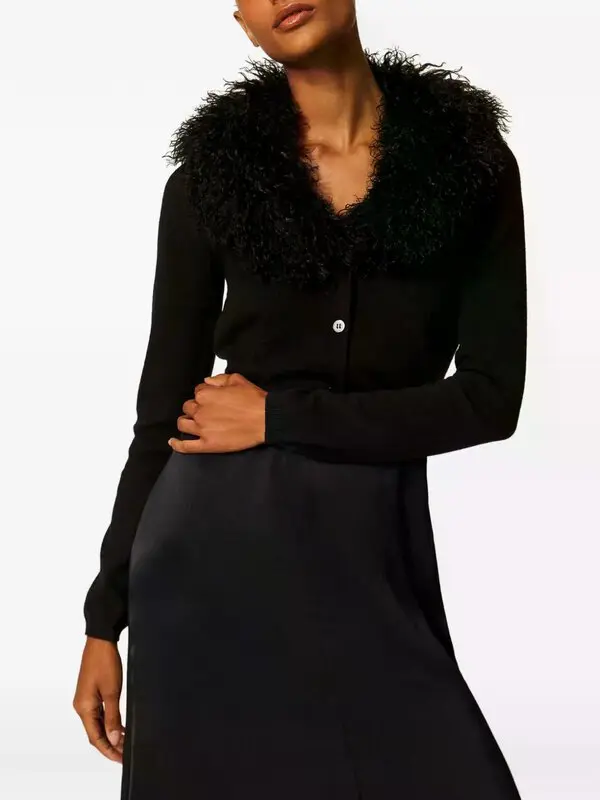 TWINSET Cropped Cardigan With Faux Fur