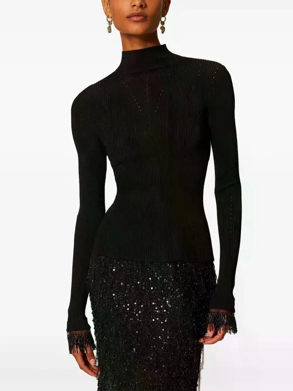 TWINSET Turtleneck Jumper With Embroidery - Black