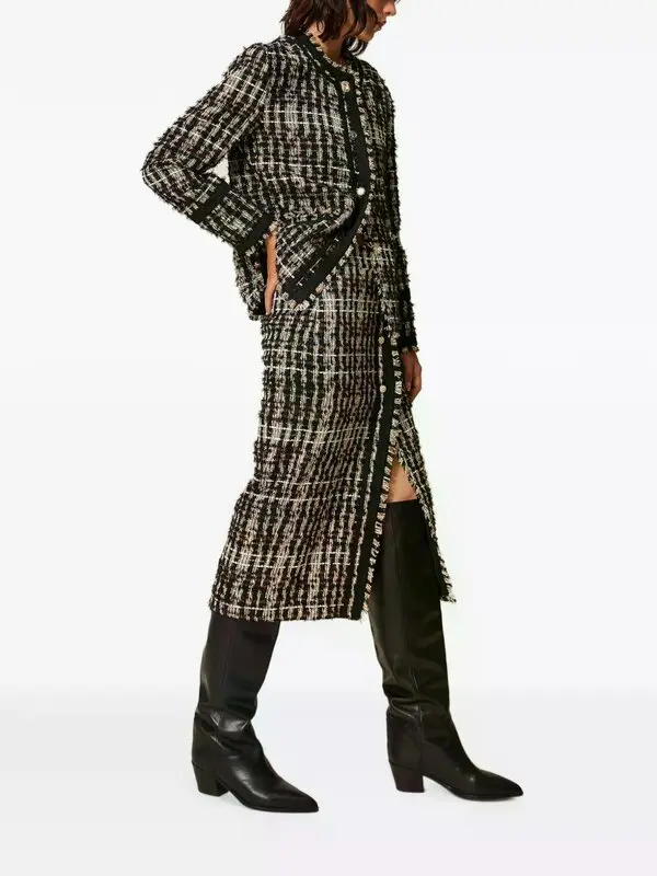 TWINSET Myfo Bouclé Midi Skirt With Buttons