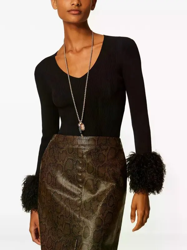 TWINSET Rib Knit Jumper With Faux Fur