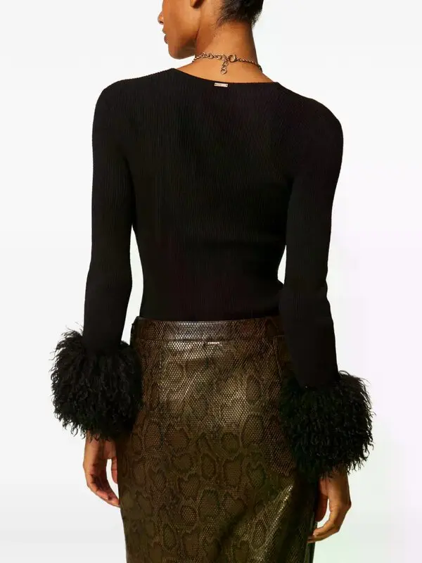 TWINSET Rib Knit Jumper With Faux Fur