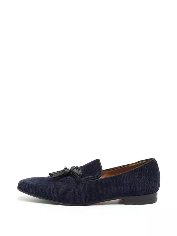 CHRISTIAN LOUBOUTIN Navy Velvet Tassel Loafers - Blue