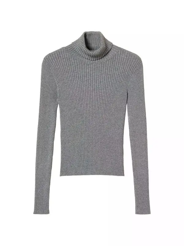 TWINSET Ribbed-knit Roll-neck Jumper - Grey