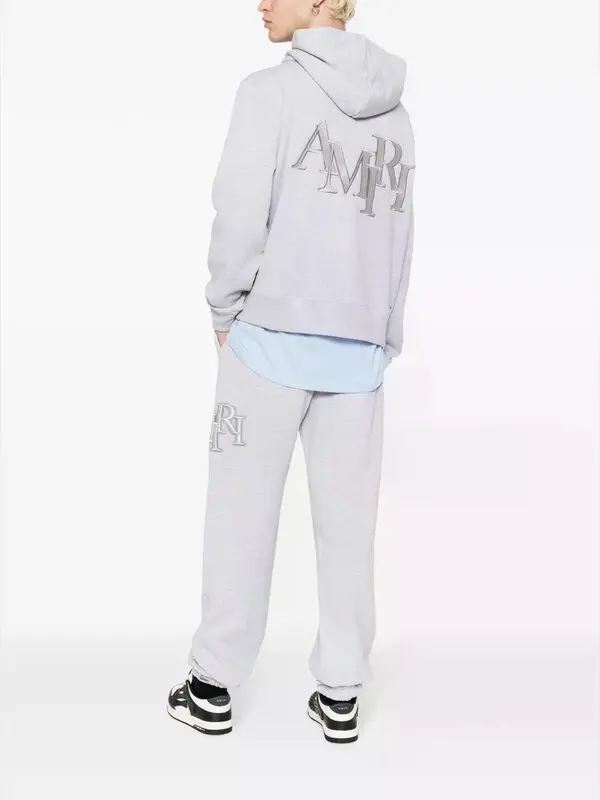 Amiri Staggered Logo-embroidered Cotton Hoodie