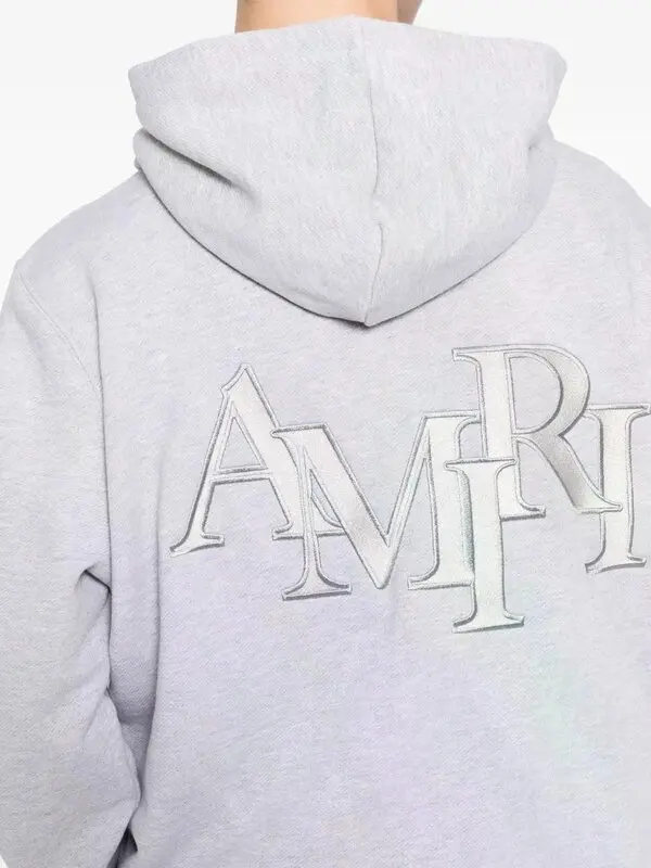 Amiri Staggered Logo-embroidered Cotton Hoodie