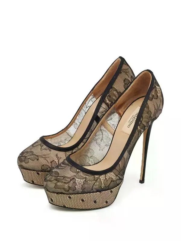 Valentino Garavani Lace Floral Platform Stiletto Pumps