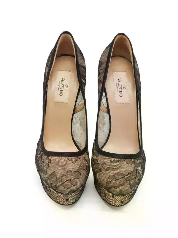Valentino Garavani Lace Floral Platform Stiletto Pumps