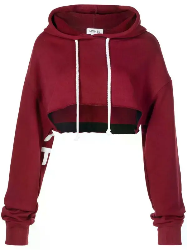 Monse Cropped Logo Hoodie - Red