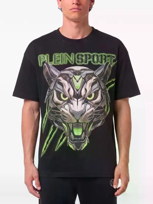PLEIN SPORT Tiger-print Logo-print T-shirt
