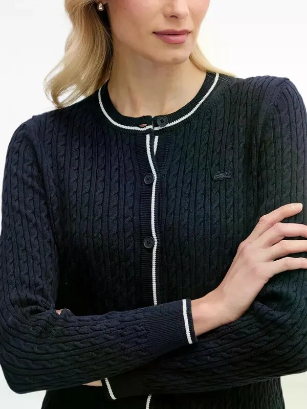 Lacoste Striped Cable-knit Cardigan