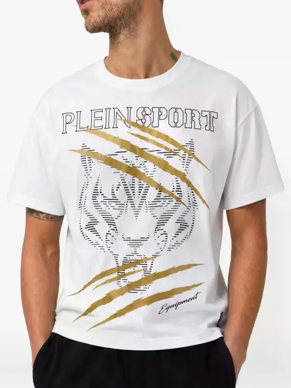 PLEIN SPORT Tiger-print Logo-print T-shirt