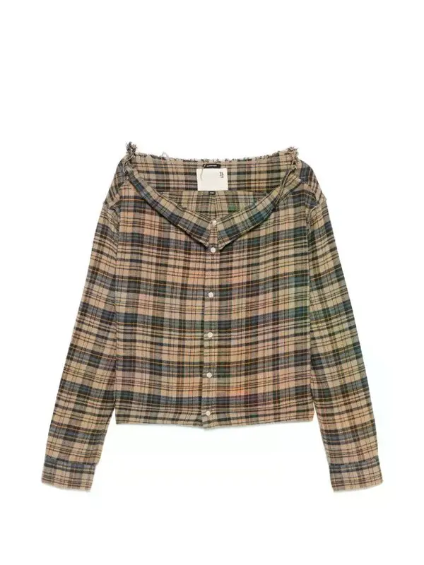 R13 Plaid Off-the-shoulder Shirt
