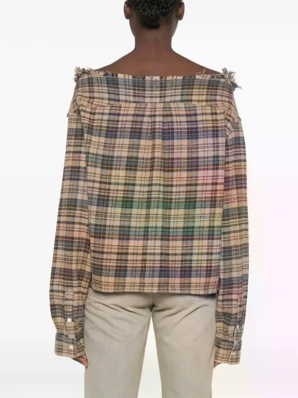 R13 Plaid Off-the-shoulder Shirt