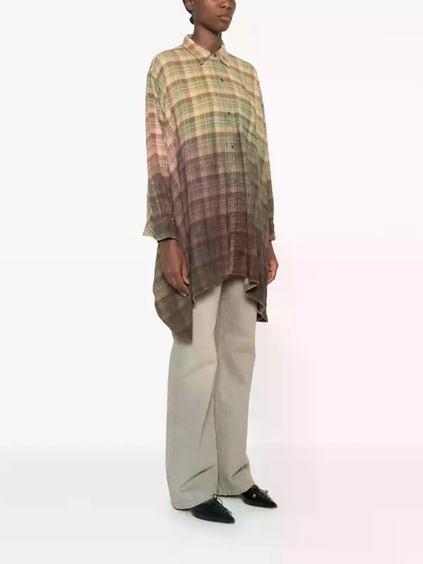 R13 Plaid Patterned Draped Shirt