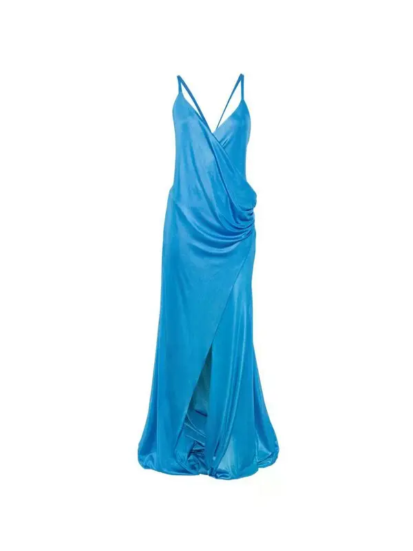 ALESSANDRO LEGORA Crossover-neck Maxi Dress - Blue