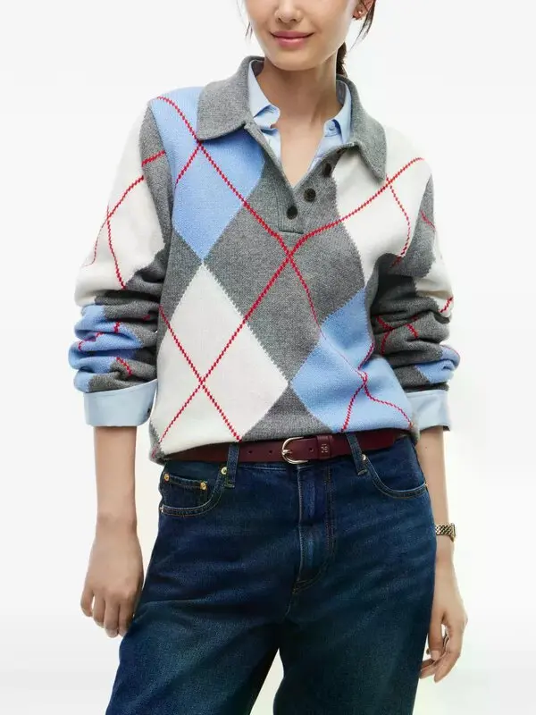 Tommy Hilfiger Argyle Knit Polo Sweater