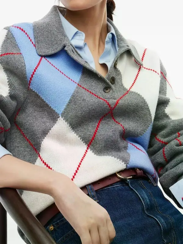 Tommy Hilfiger Argyle Knit Polo Sweater