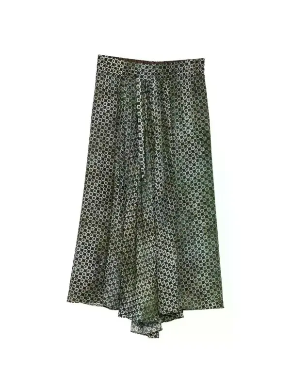 ZIGGY CHEN Geometric Print Drawstring Skirt