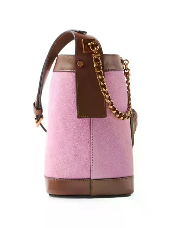 Versace Pivot Mini Suede Bucket Bag - Pink