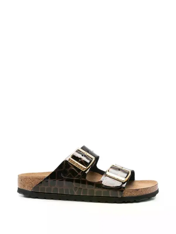 BIRKENSTOCK Arizona Croc-effect Buckle-fastening Sandals - Brown
