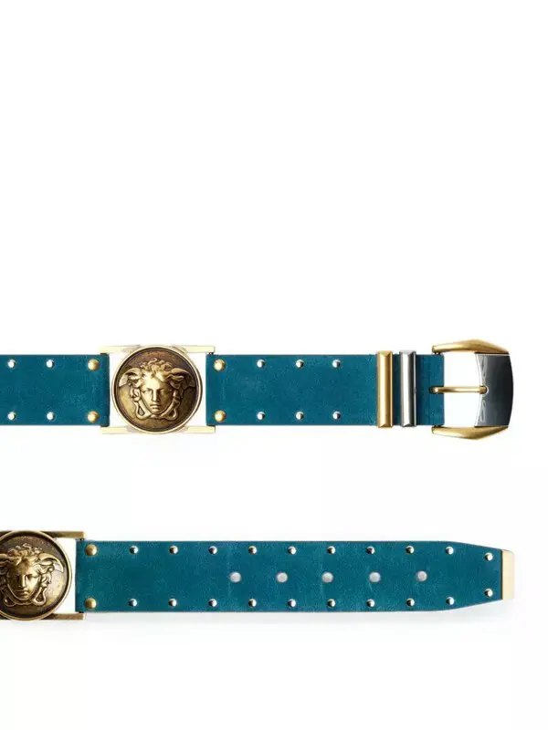 Versace Studded Suede Belt 4 Cm - Blue